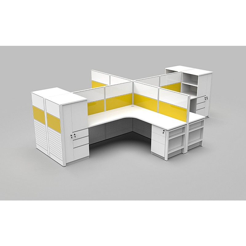 NEW 8 FT X 6 FT CONTEMPORARY CUBICLE WORKSTATIONS WITH OVERHEAD STORAGE