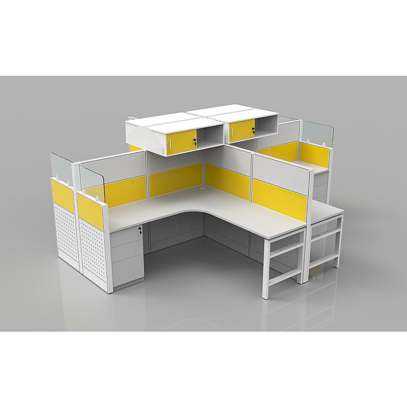 NEW CONTEMPORARY 72" X 72" CUBICLE WORKSTATION WITH OVERHEAD STORAGE