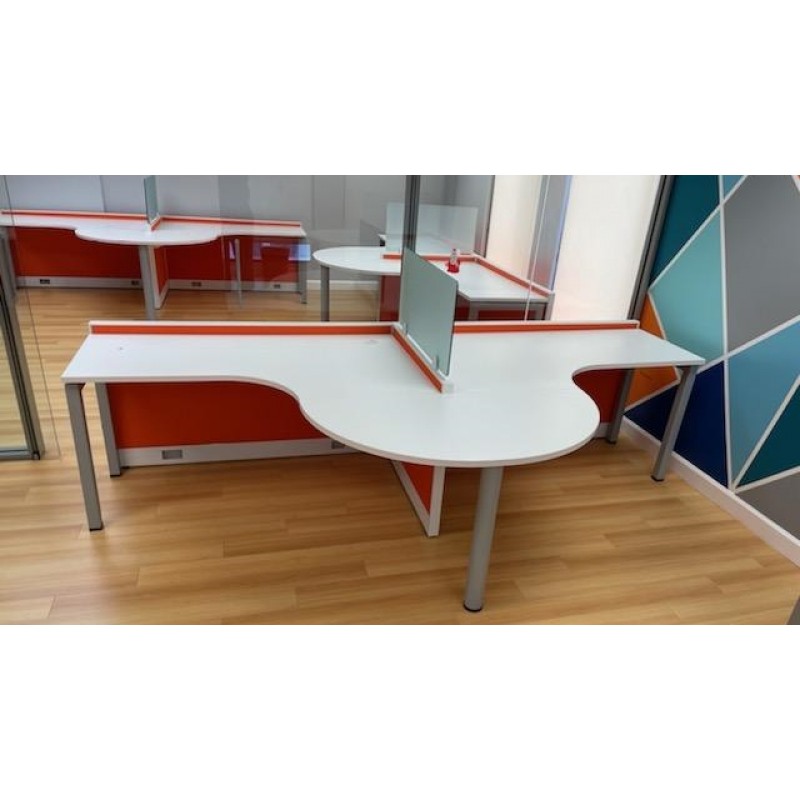 5’ x 5’ Orange Fabric Open Cubicle 33" High Panels with 16” Glass with ...