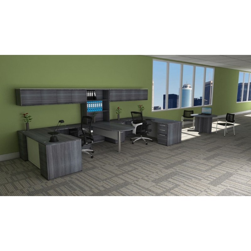 WALL WRAPPED LAMINATE L SHAPED DESK WORKSTATIONS WITH BULLET SHAPED ...