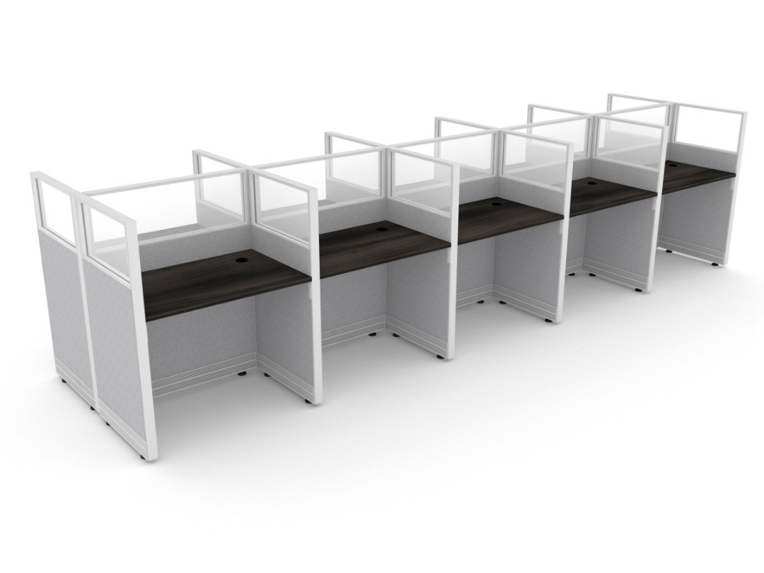 3 x 2 CALL CENTER CUBICLE with QUARTER GLASS 54" TALL PANELS ...