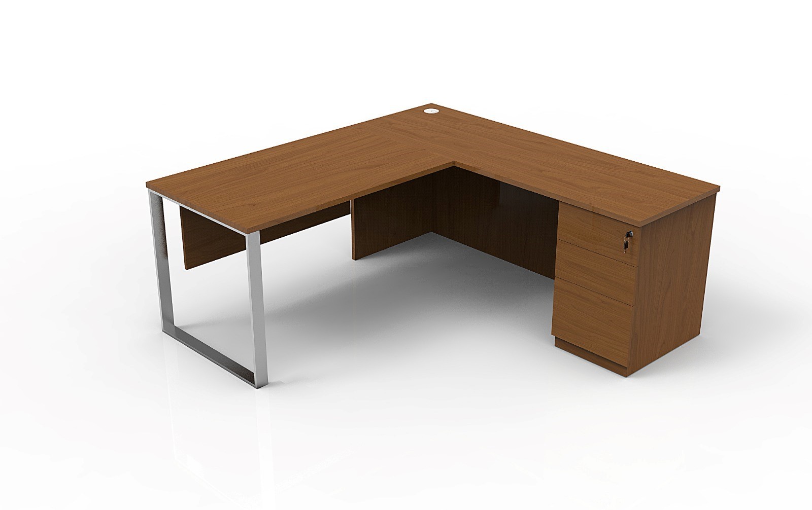 6' X 6' Modern Desk with Stainless Steel O Legs + Storage