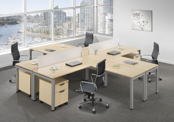 Quad Benching Station - L Shaped U Leg Work Station